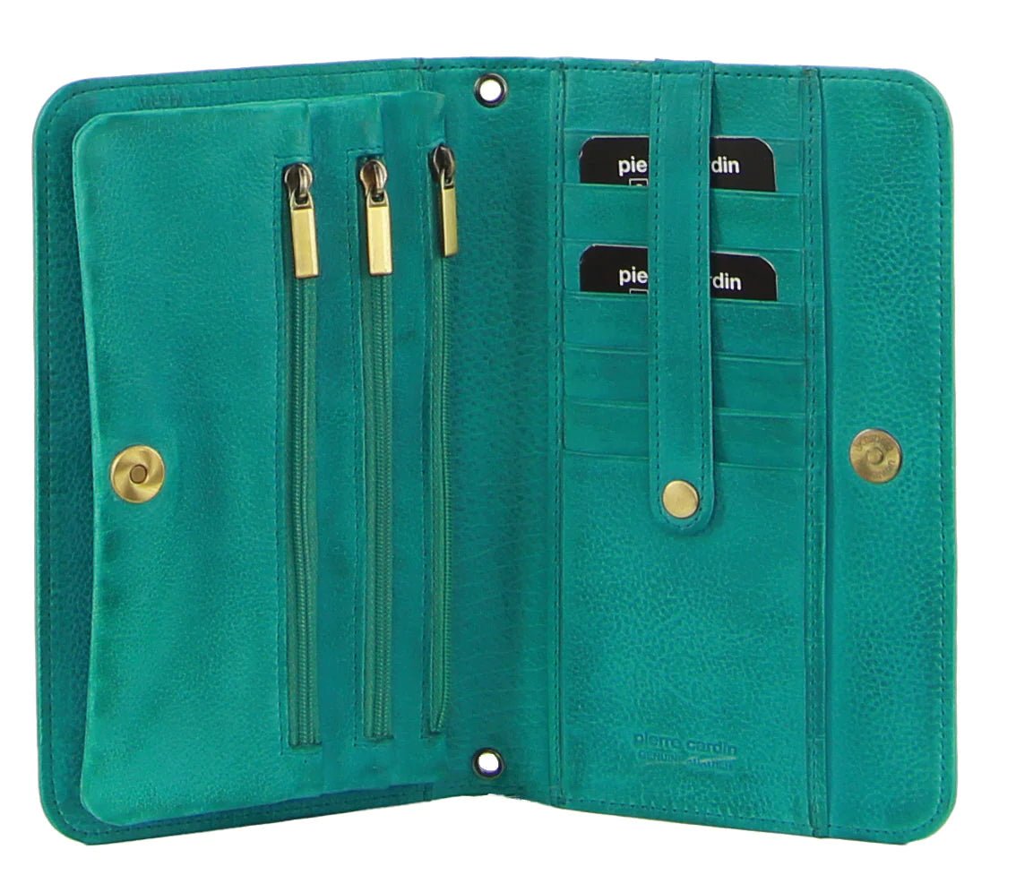 Pierre Cardin Turquoise Leather Wallet & Organiser RFID Protected – Tom ...